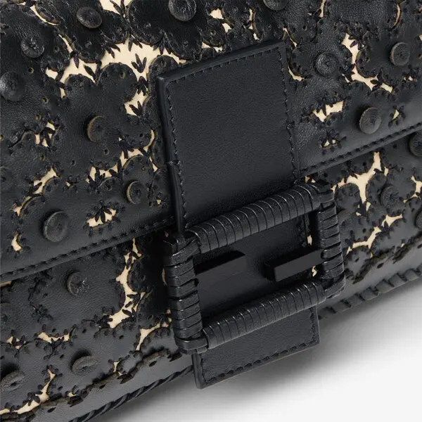 Fendi Baguette® 26424 Black Carved Leather Bag